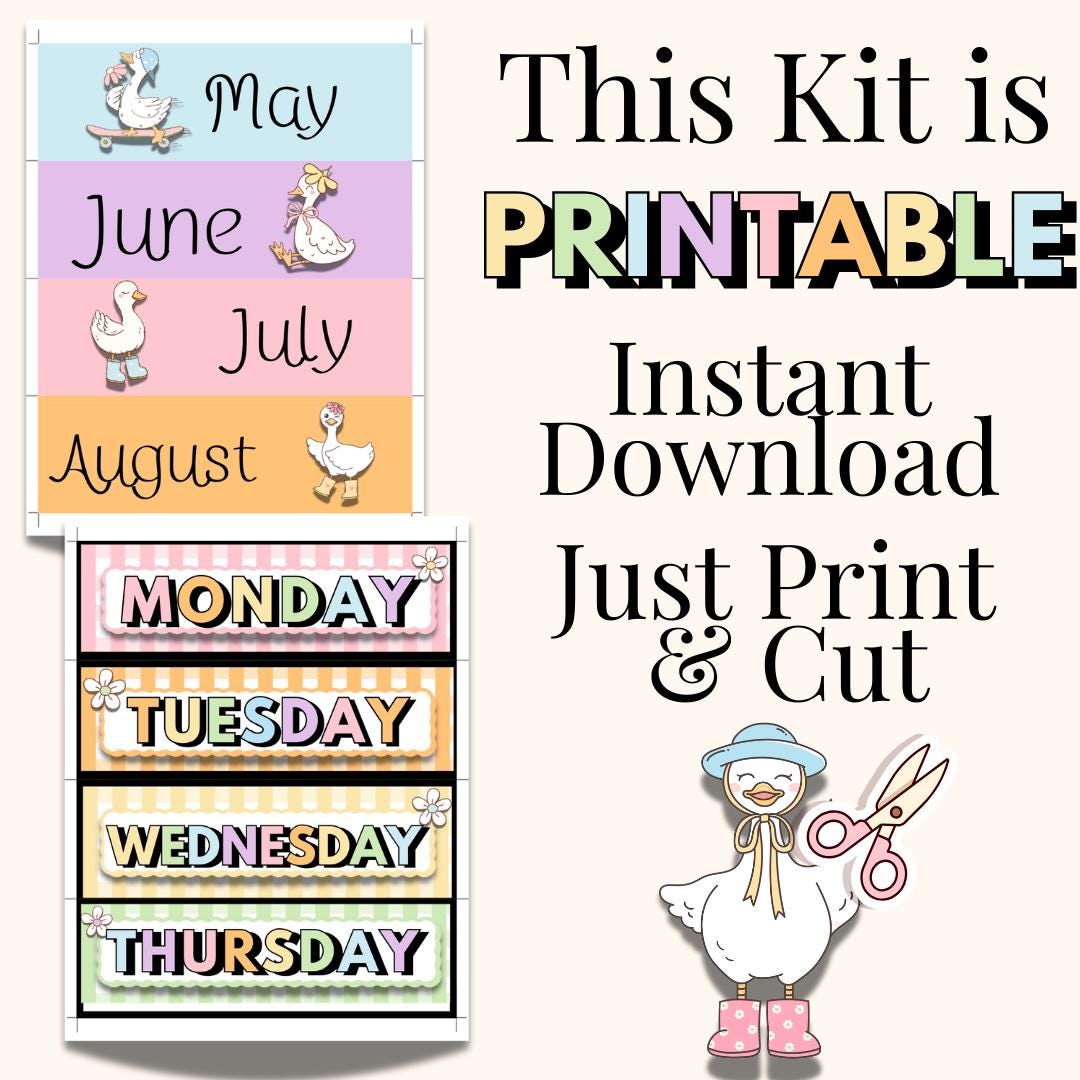 Flip Calendar Classroom Set Printable Classroom Flip Calendar Display ...