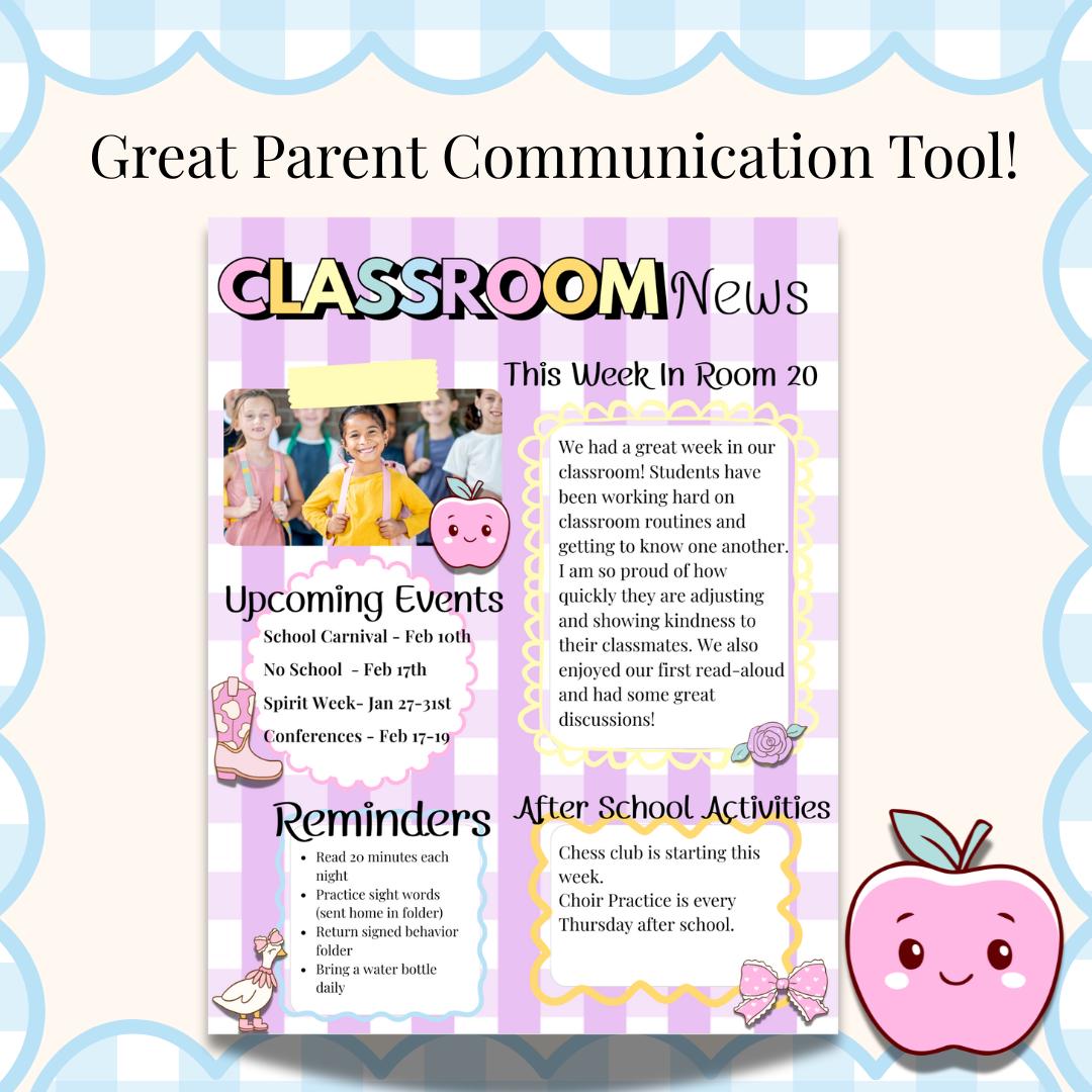 Classroom Newsletter Template Pastel Theme Editable Classroom ...