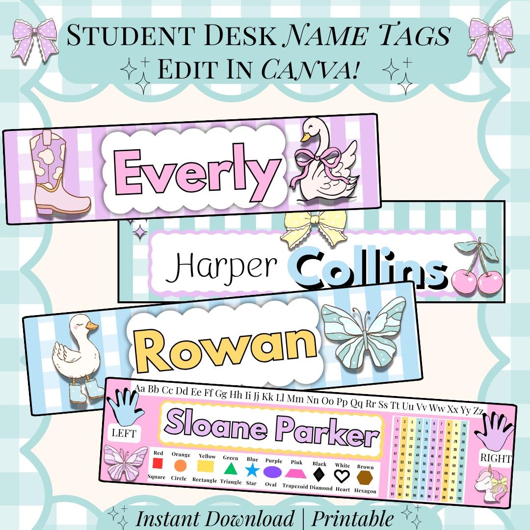 Classroom Desk Name Tags Pastel Theme Printable Classroom Desk Nametag ...