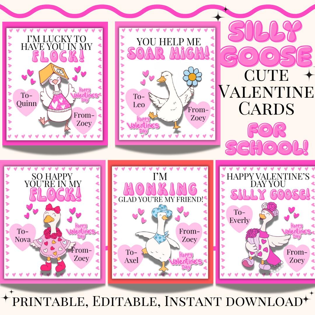 Valentine Cards for Class Students Geese Theme Valentines Card for ...
