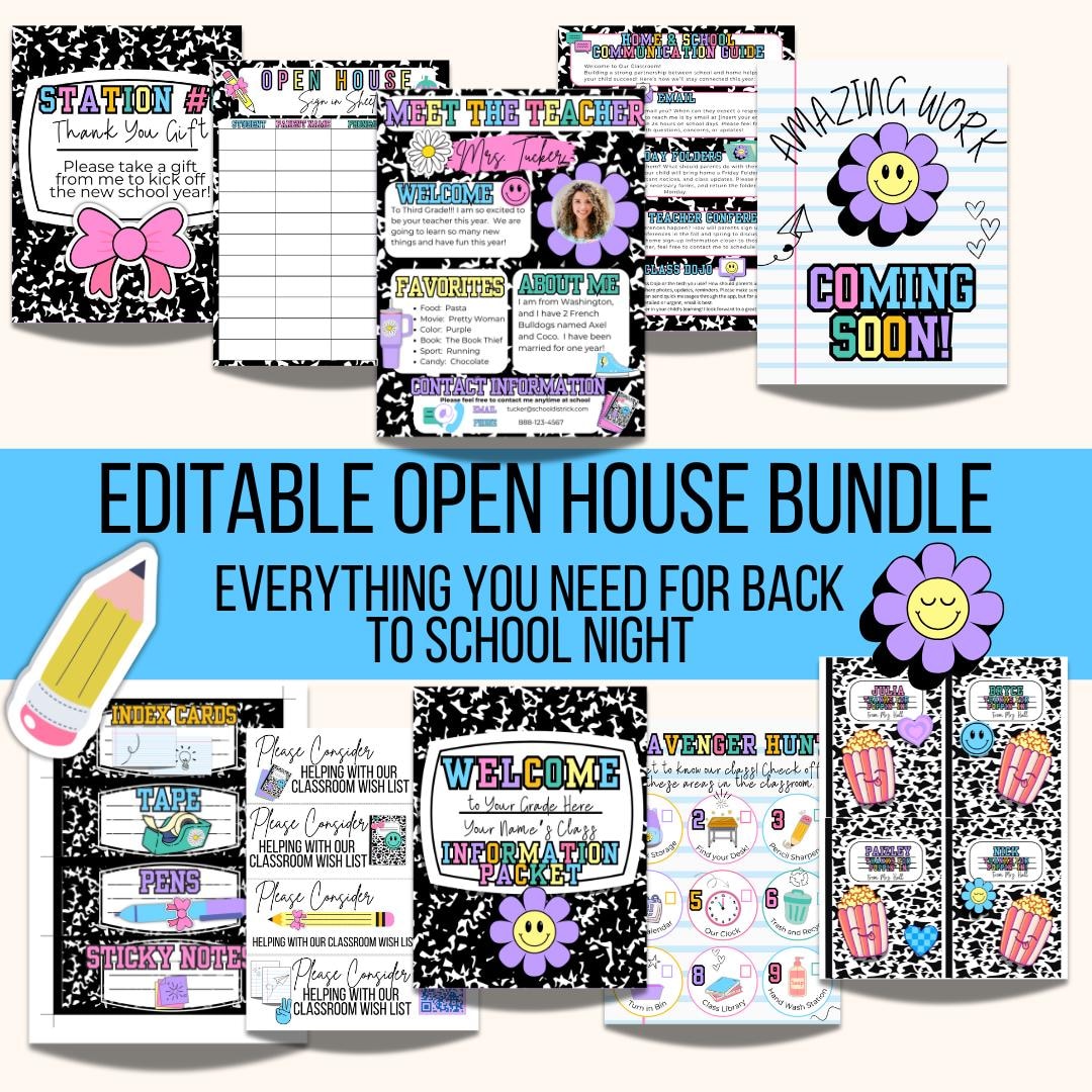 Editable Open House Template Bundle: Back to School Night, Classroom ...