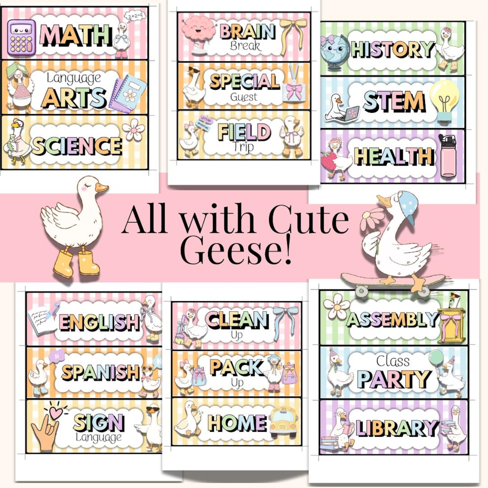 Editable Classroom Schedule Cards for Class Schedule Display Silly ...