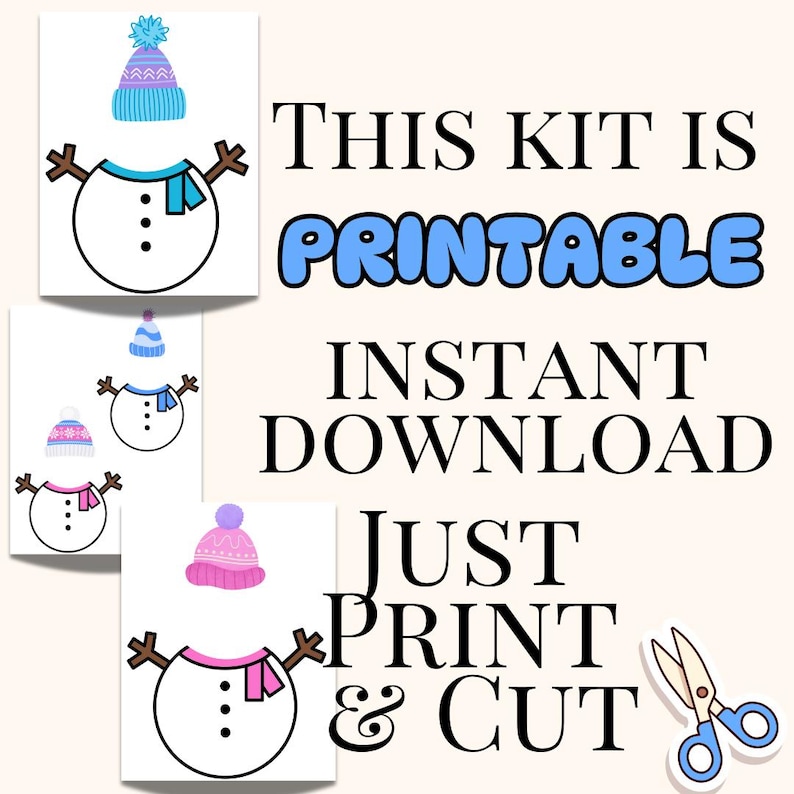Snowmen Classroom Door Decor Kit Printable Christmas Bulletin Board ...