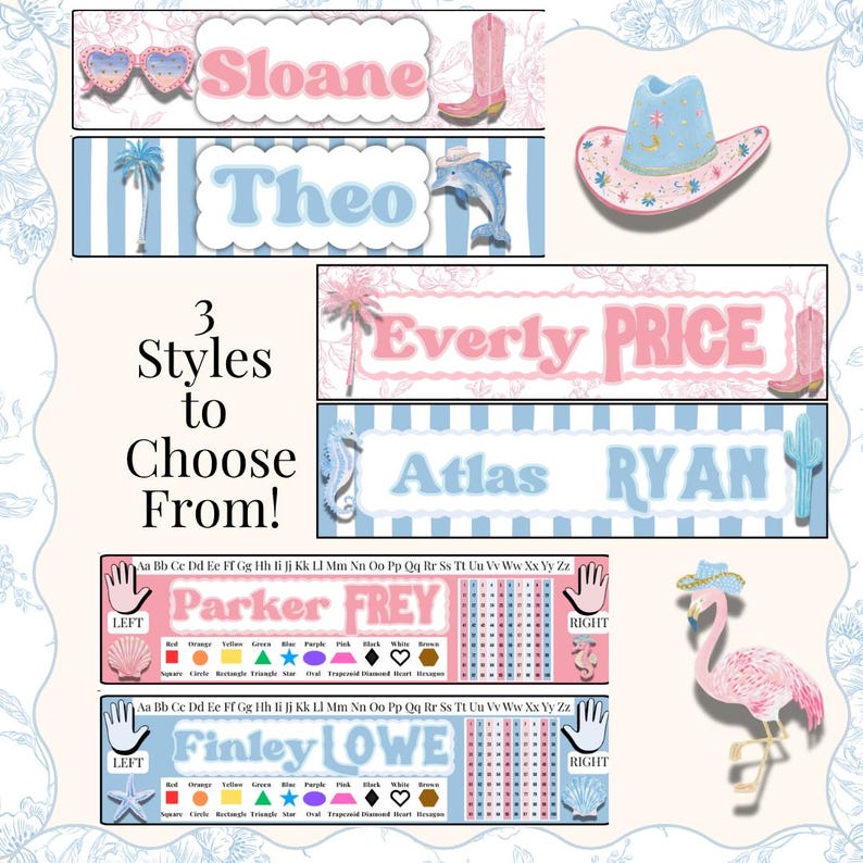Classroom Desk Name Tags Coastal Cowgirl Theme Printable Classroom Desk ...
