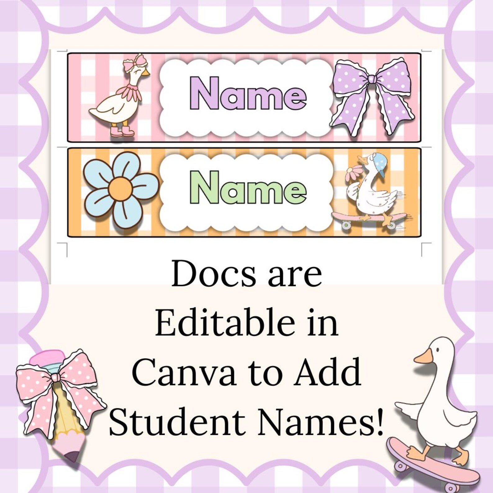 Classroom Desk Name Tags Silly Goose Theme Printable Classroom Desk ...