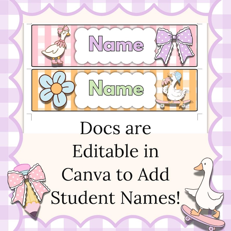 Classroom Desk Name Tags Silly Goose Theme Printable Classroom Desk ...