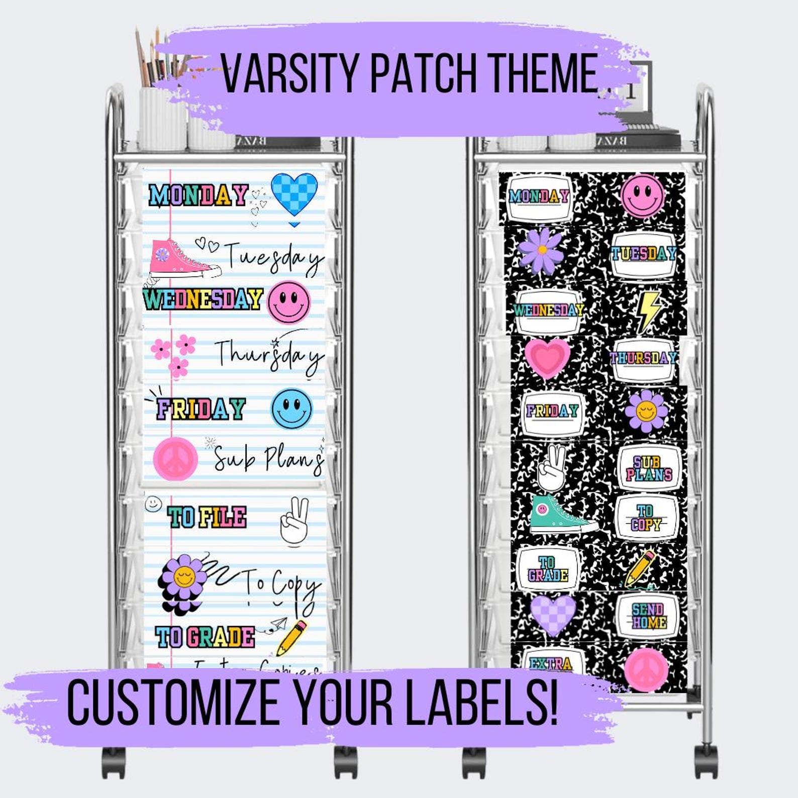 Rolling Cart Labels Editable 10 and 12 Drawer Teacher Cart Labels ...
