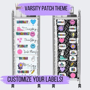 Rolling Cart Labels Editable 10 and 12 Drawer Teacher Cart Labels ...