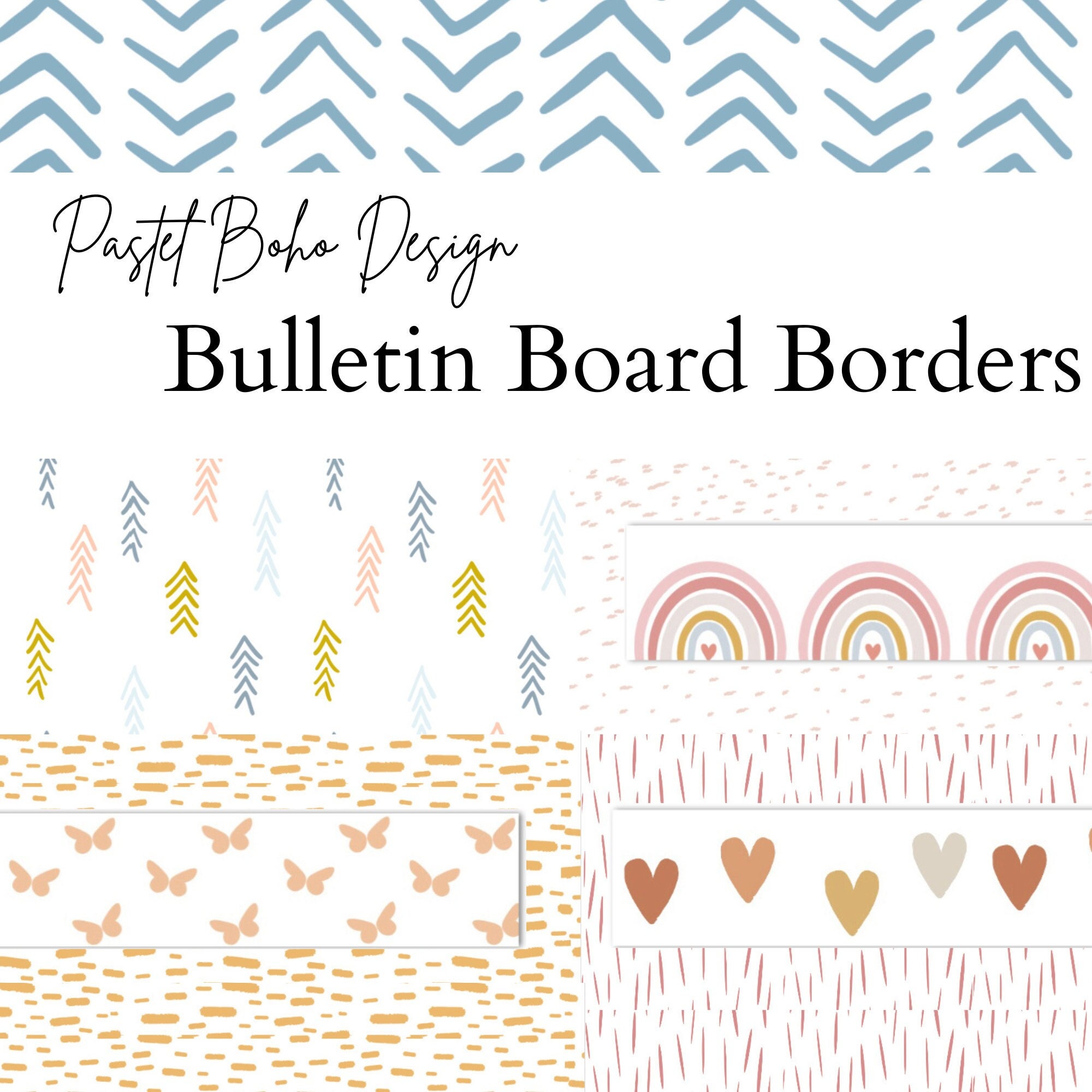 Boho Bulletin Board Borders Printable Set of 8 Instant Download Boho ...