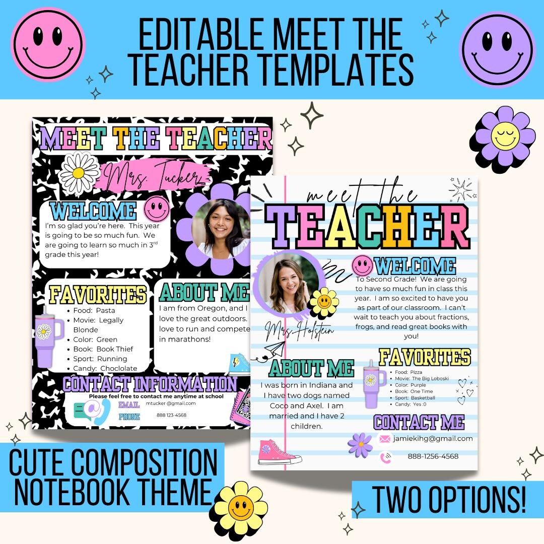 Editable Meet the Teacher Template: Composition Notebook Theme ...