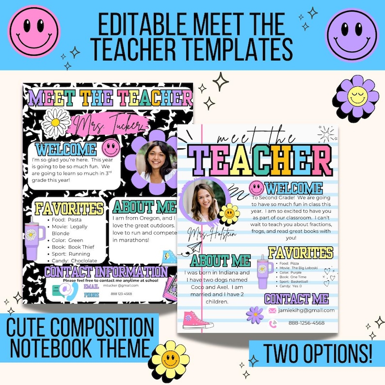 Editable Meet the Teacher Template: Composition Notebook Theme ...
