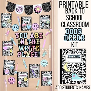 Pastel Composition Notebook Classroom Door Decor Editable Pastel ...