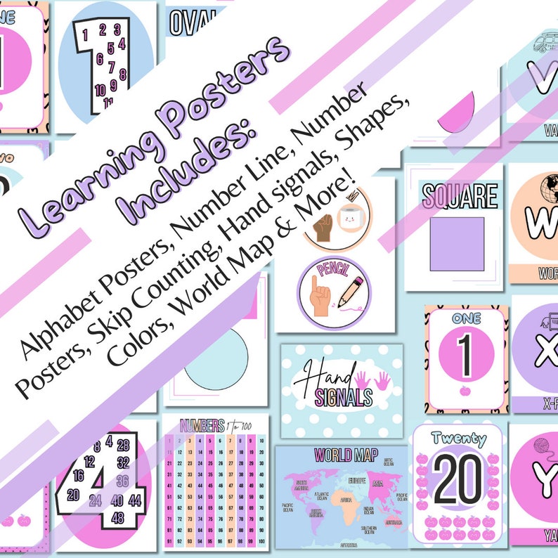 Pastel Classroom Theme Bundle Modern Classroom Decor Bundle Printable ...
