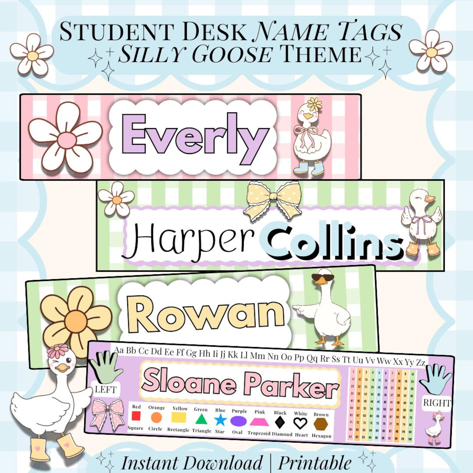 Classroom Desk Name Tags Silly Goose Theme Printable Classroom Desk ...