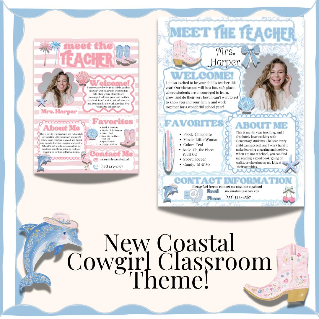 Meet the Teacher Template Editable Coastal Cowgirl Theme Meet the ...