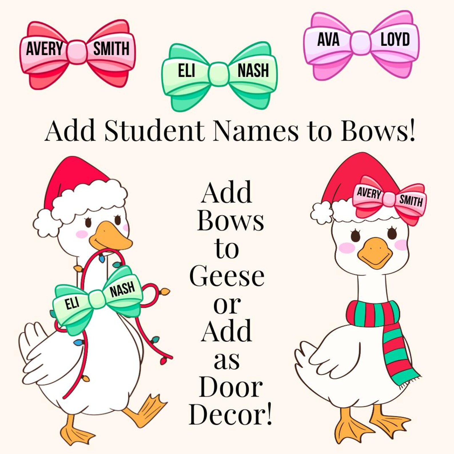 Christmas Classroom Door Decor Kit Printable Geese Classroom Door ...