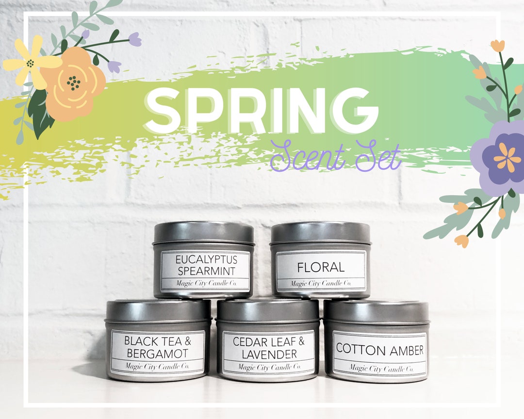 Spring Seasonal Set: Gift Set and Sample Set of Five Mini Soy Candles ...