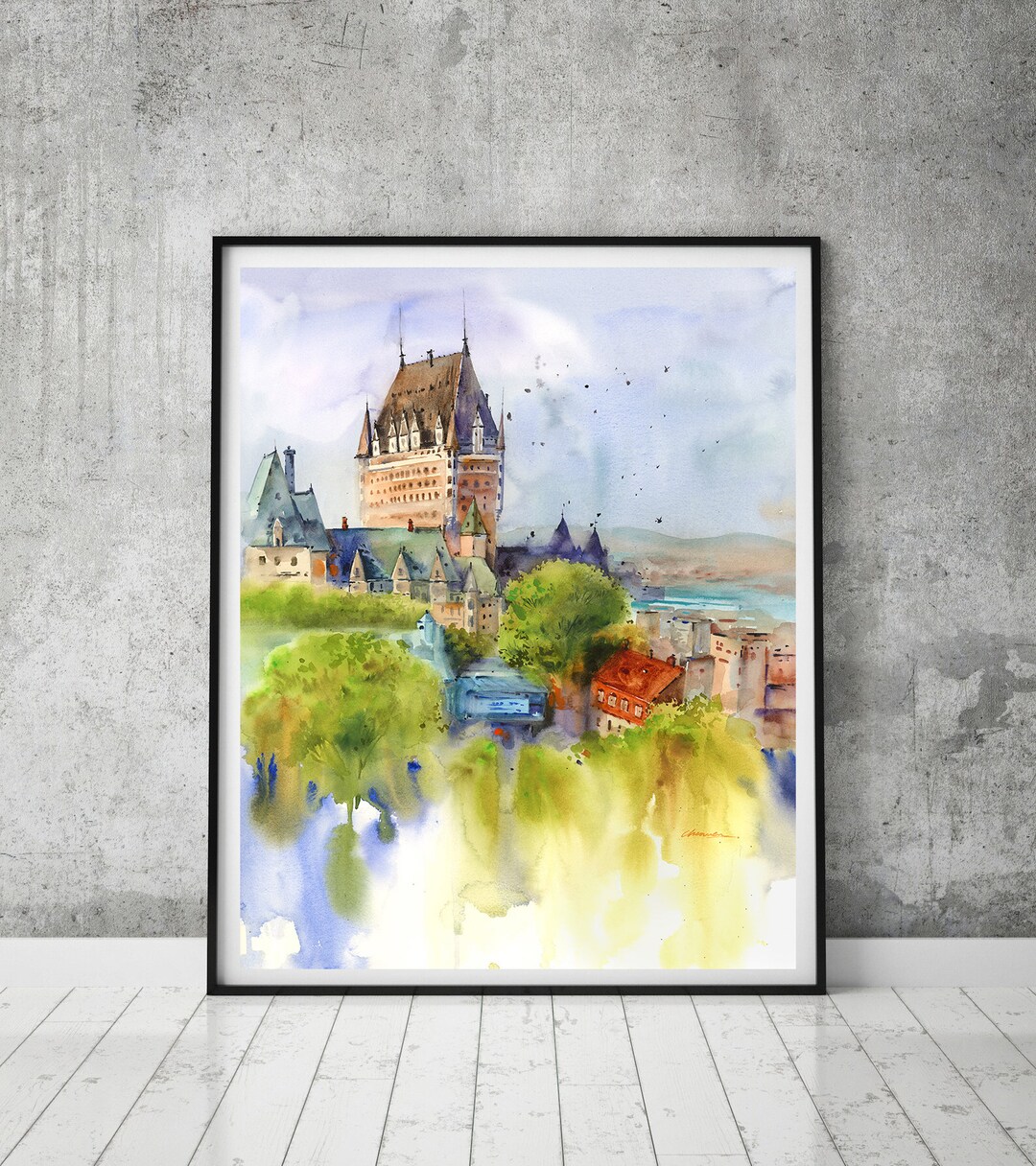 Original Landscape Watercolor Painting, Quebec City Painting, Cityscape ...