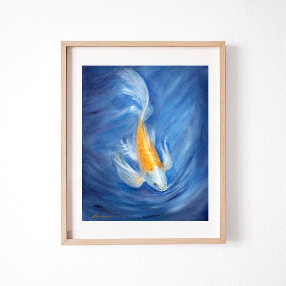 ORIGINAL Koi Fish Watercolor Painting Golden Fish Art Print | Etsy