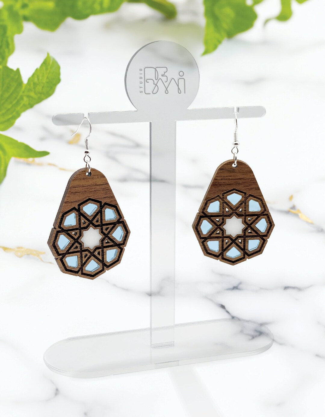 Geometric Mosaic Tile Dangle Earrings Minimalistic and - Etsy