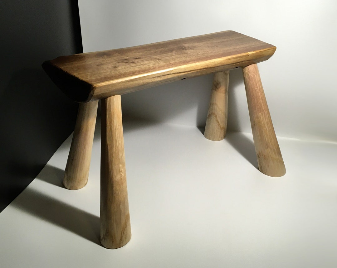Wood Stool - Black Walnut & Paulownia, Hand Carved and Rustic - Etsy