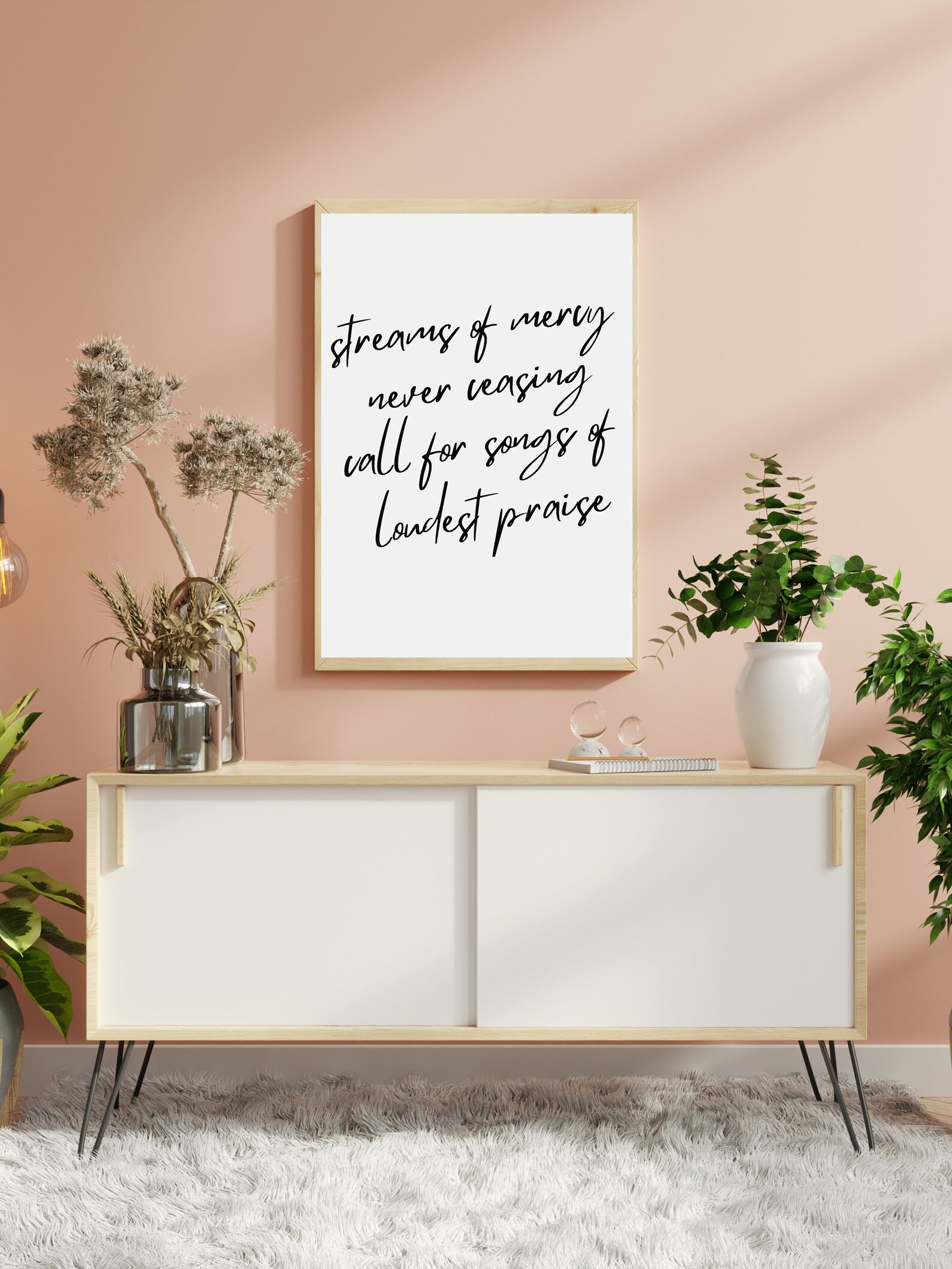 Streams of Mercy Never Ceasing Call for Songs of Loudest Praise Digital Print, Christian Wall ...