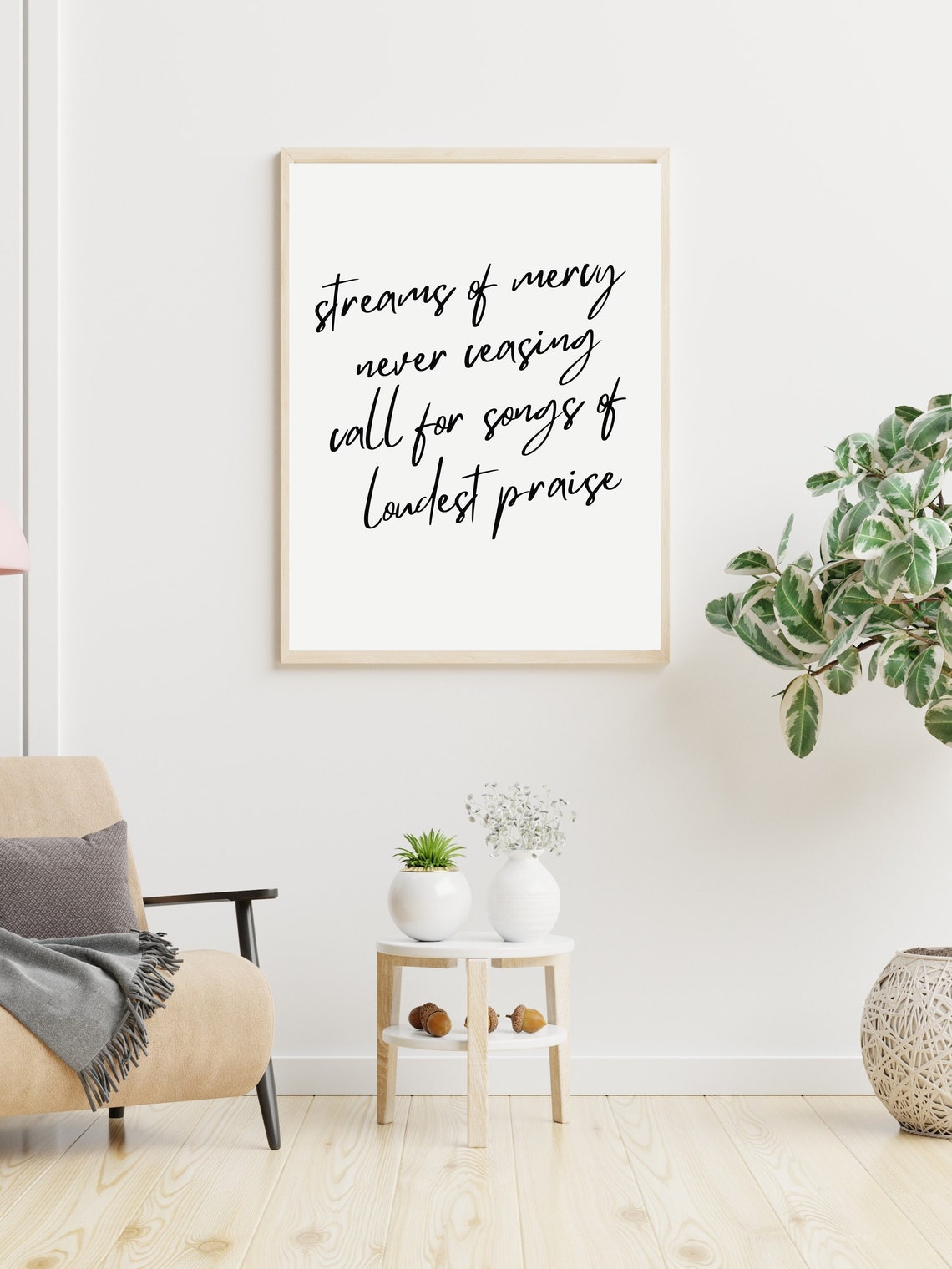 Streams of Mercy Never Ceasing Call for Songs of Loudest Praise Digital Print, Christian Wall ...