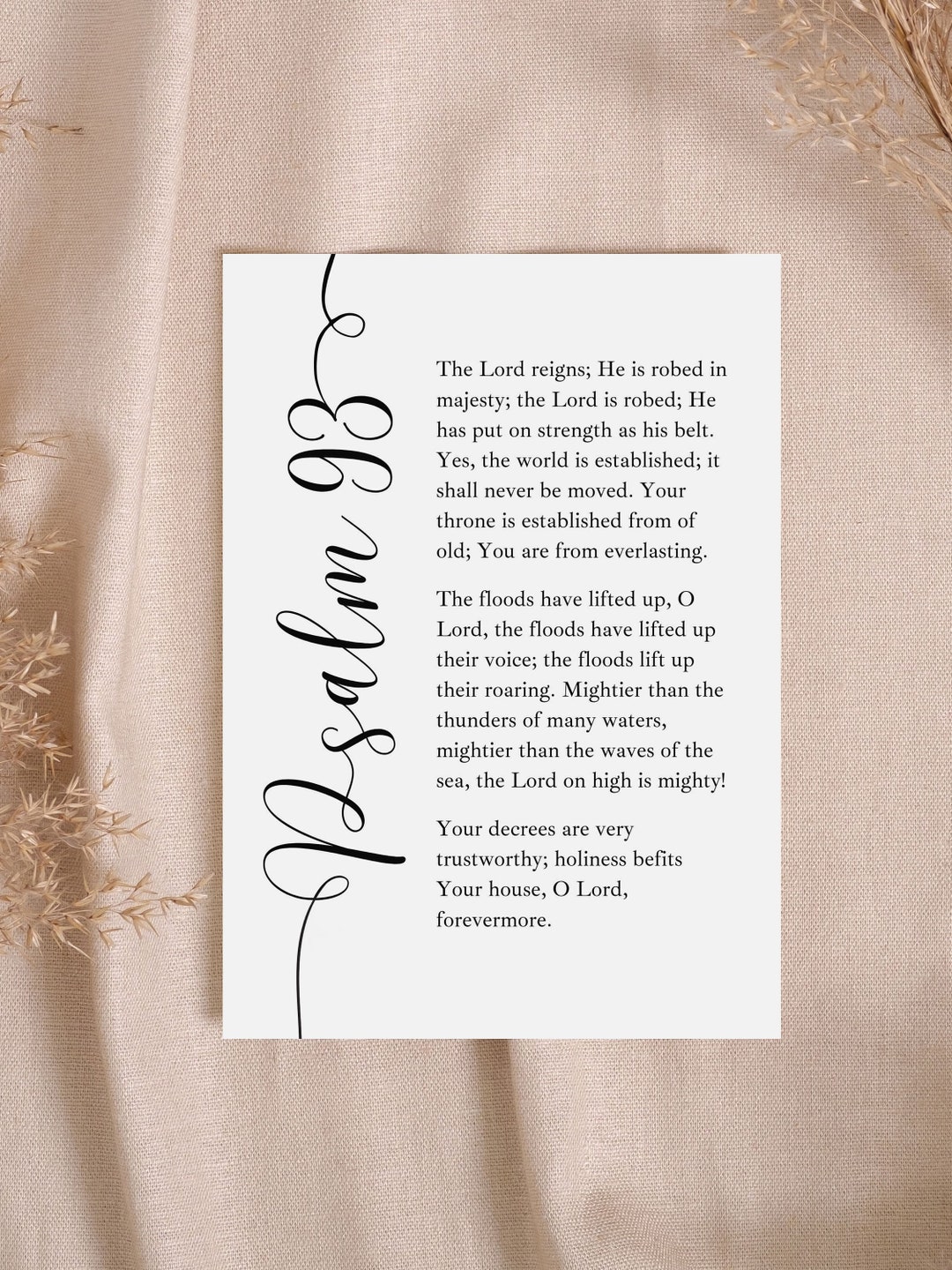 Psalm 93 (the Lord Reigns) Digital Print, Christian Wall Art, Printable ...