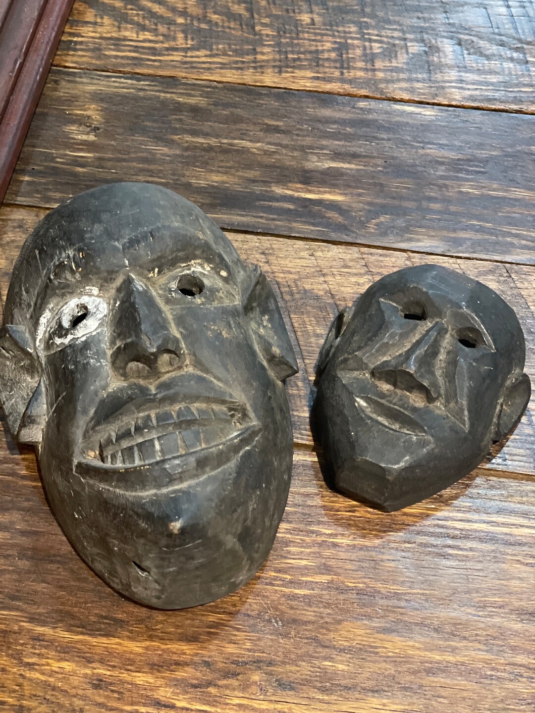 Pair of Antique Ethnic Wooden Masks - Etsy