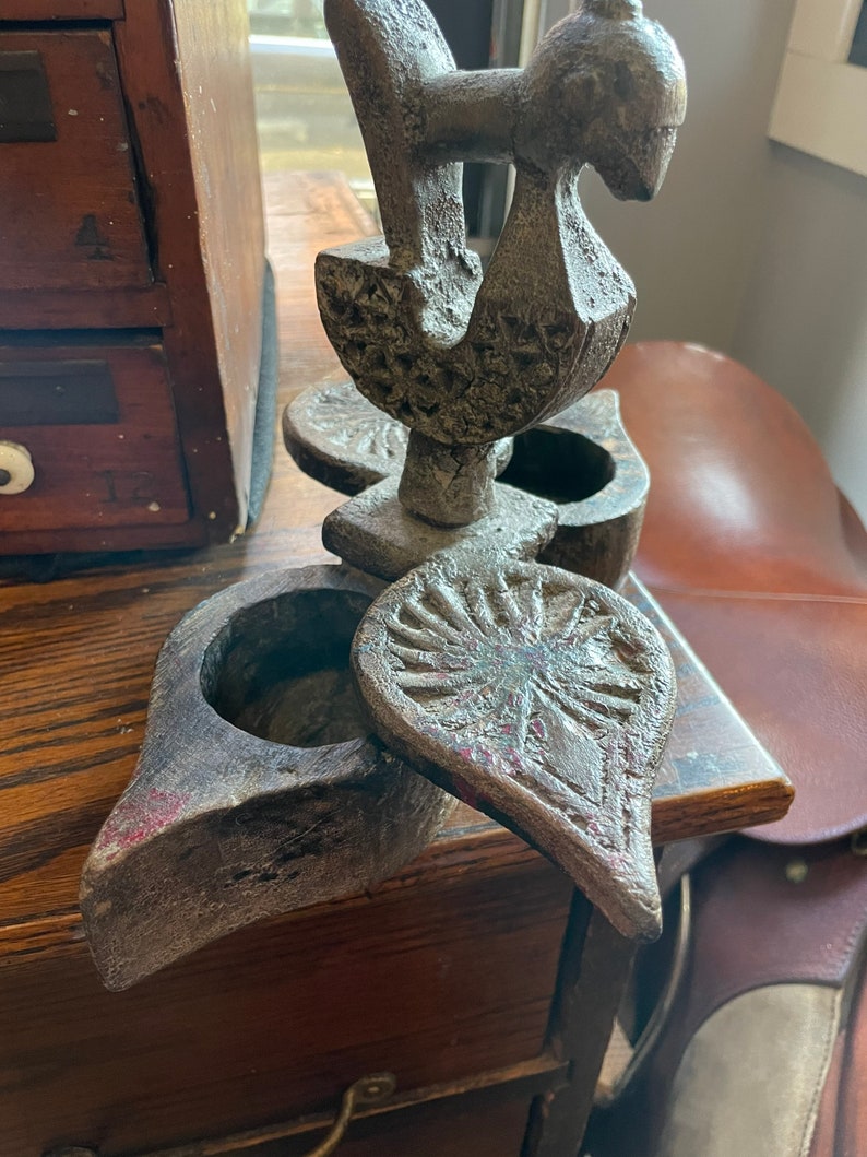 Antique Indian Tikka Box Teakwood Bird & Lotus Petal Motif - Etsy