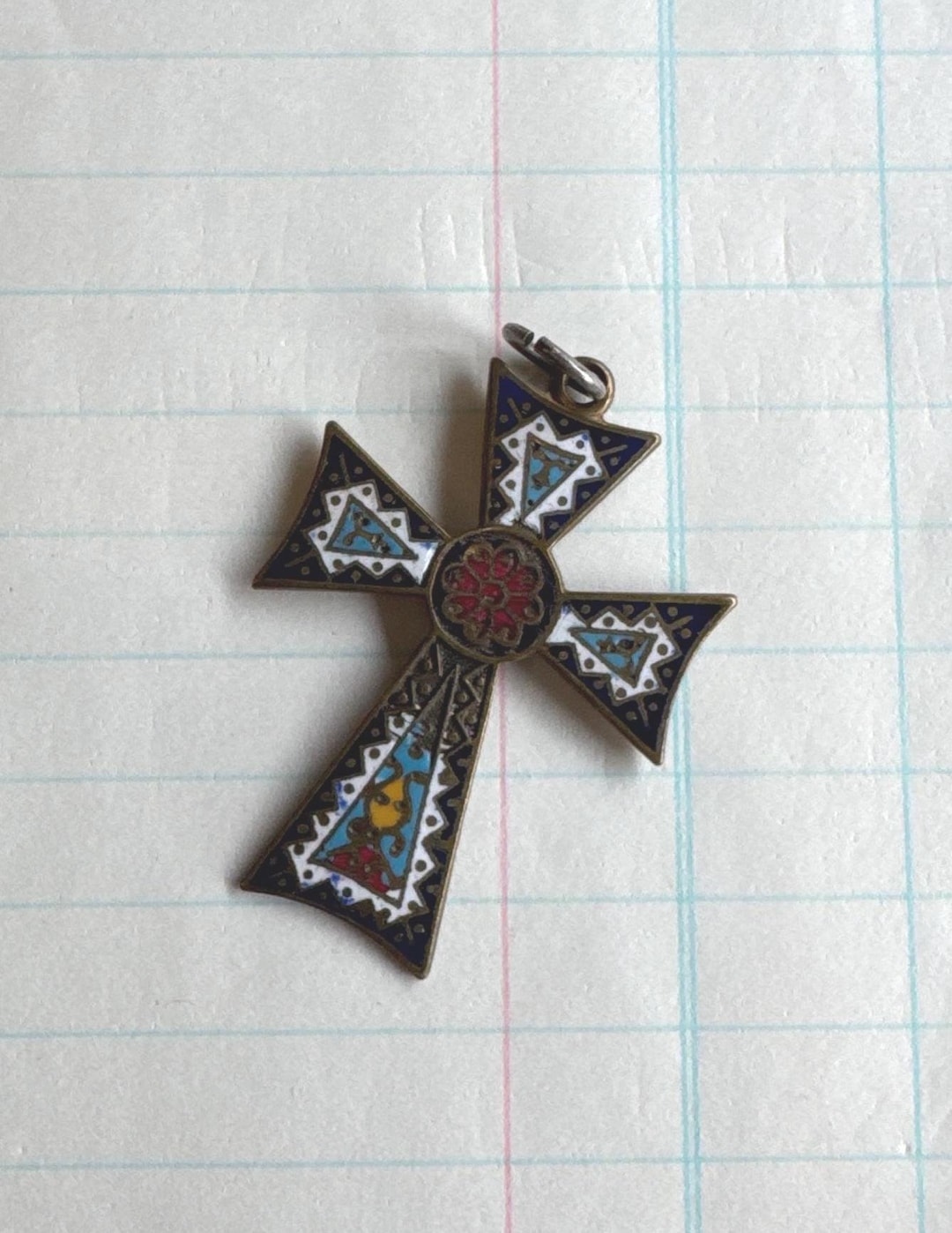 Antique 1930s Enameled Danish Cross Pendant - Etsy