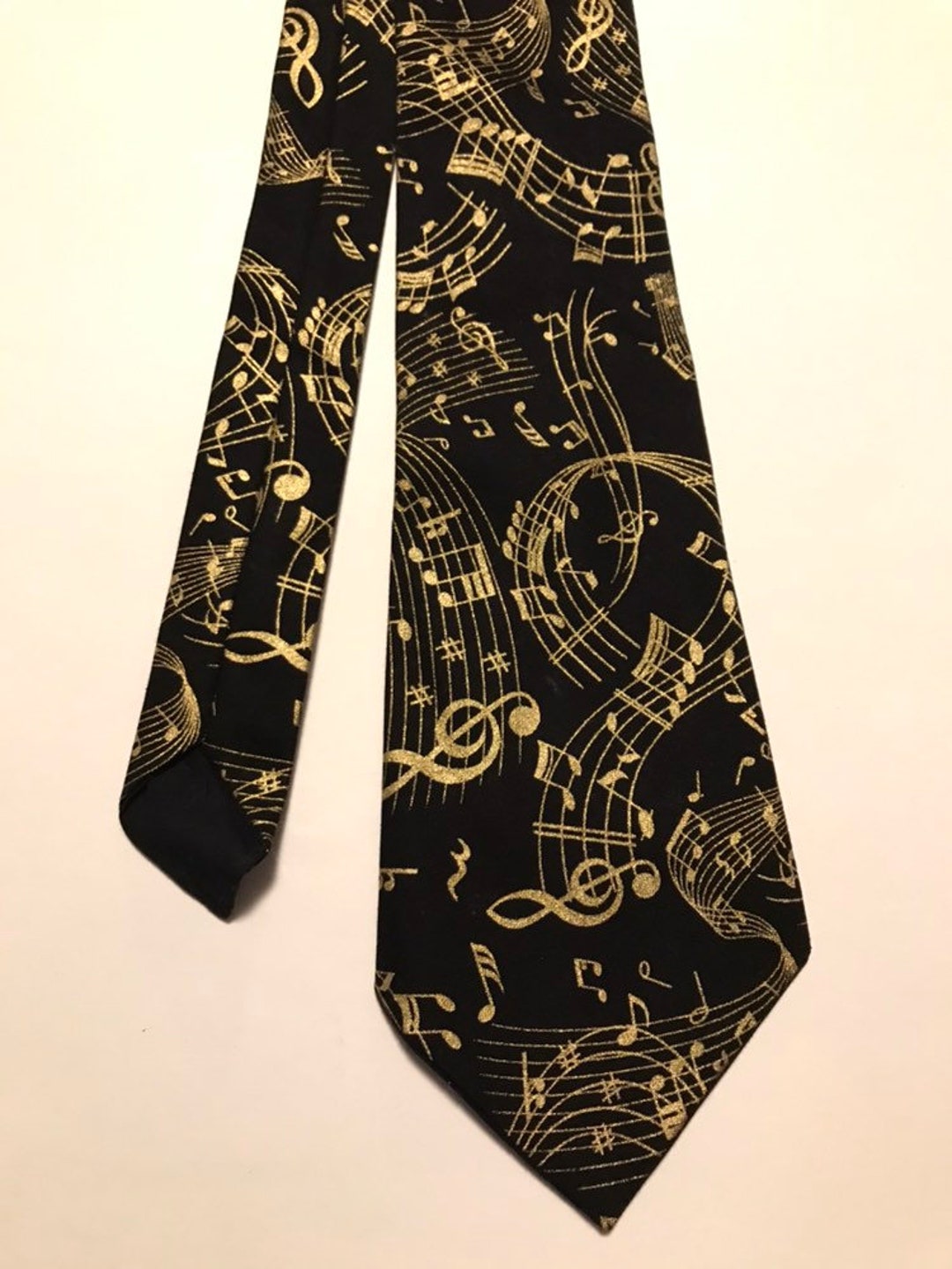 Mettalic Music Neck Tie. Music Note, Black, Cotton, 60 X 4 - Etsy