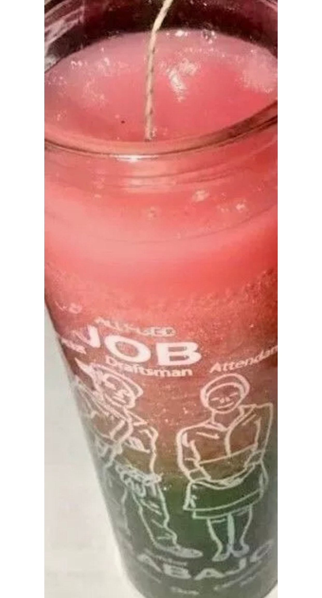 JOB CANDLE Pink & Green 2 Color 7 Day Candle Plain Glass - Etsy