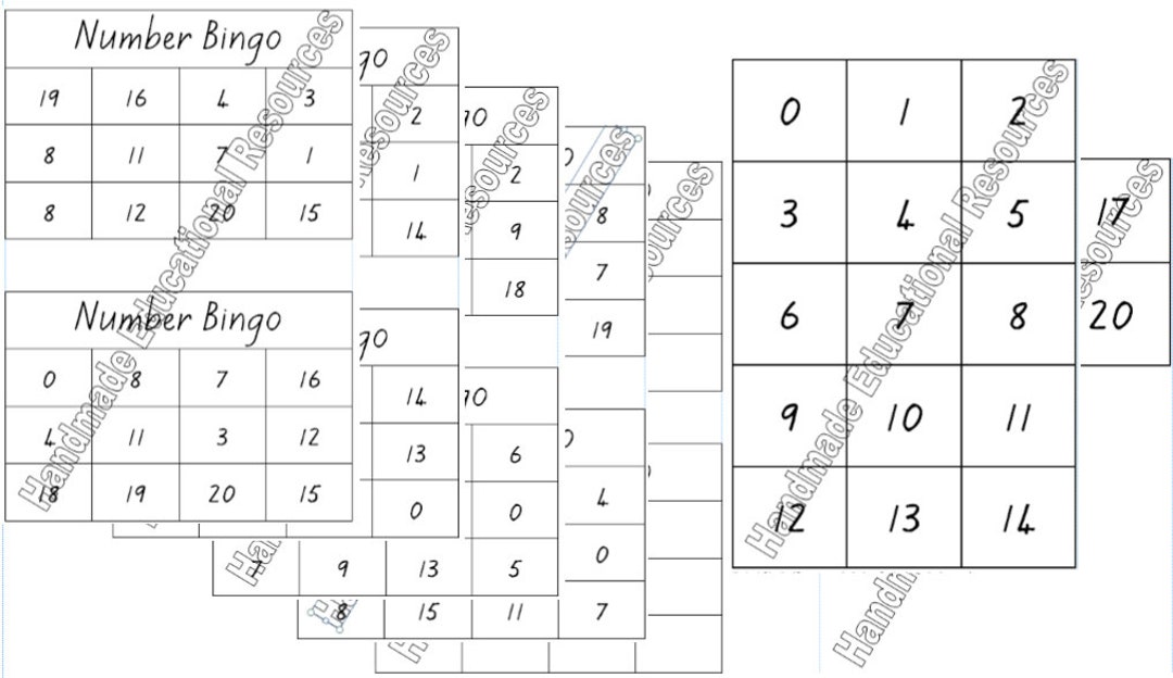 Printable Number Bingo 0 to 20 Download - Etsy
