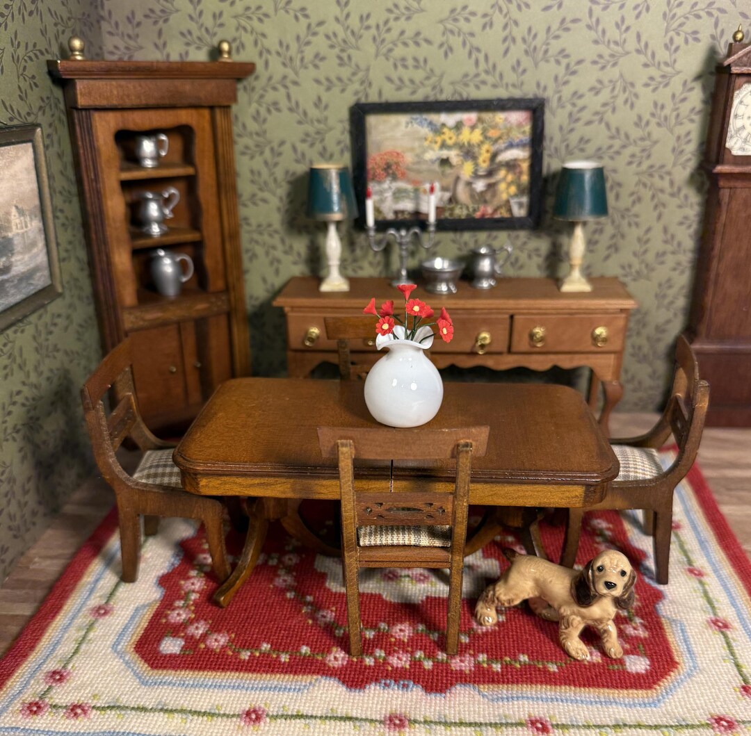 5 Pc Set Dining Table and Four Chairs, Shackman Miniature Wooden ...