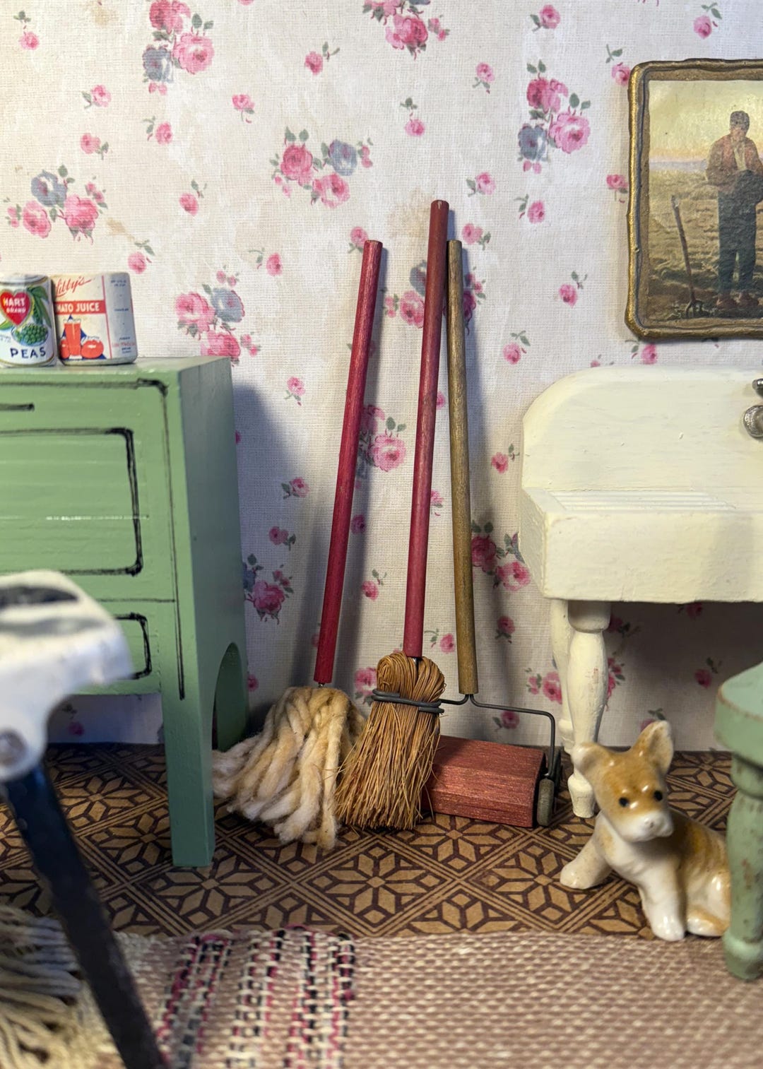 3 Pc Sweeper, Broom, and Mop Set, Miniature Set, Wooden, Vintage From ...