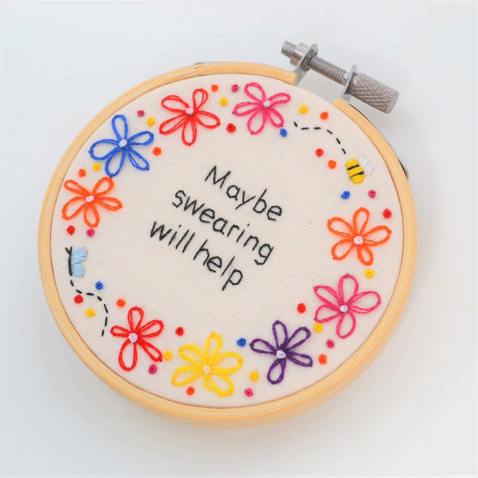 Hand Embroidery Hoop Art 'maybe Swearing Will Help' - Etsy