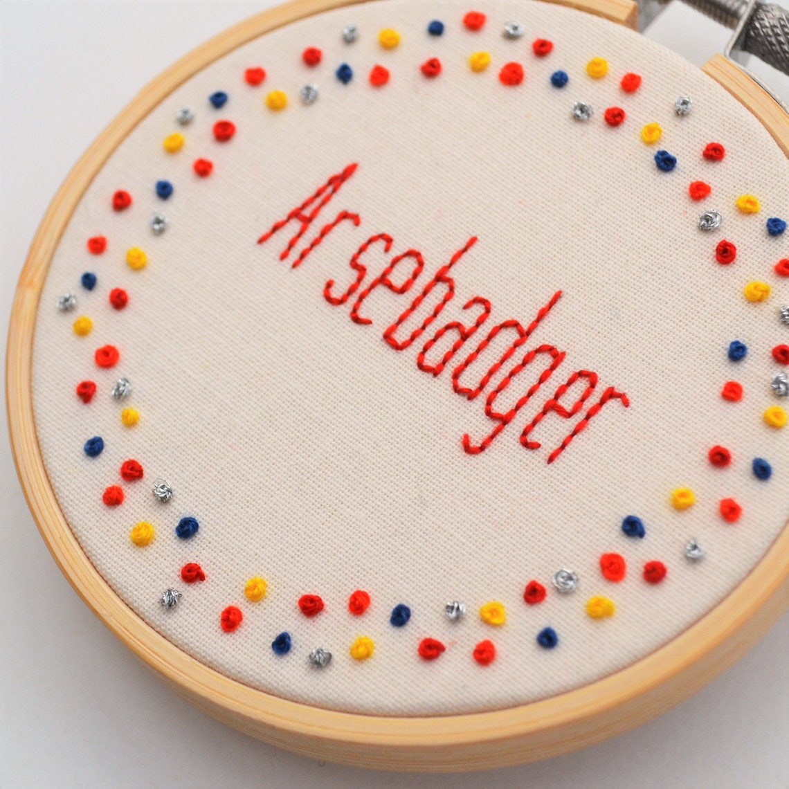 Hand Embroidery Swear Hoop Art 'arsebadger' Passive | Etsy