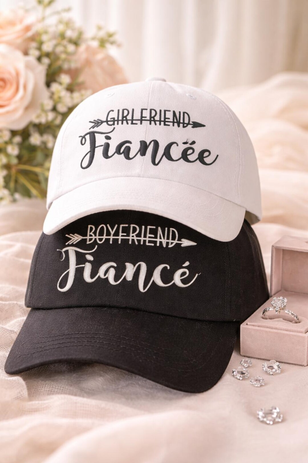 Boyfriend Fiance & Girlfriend Fiancée Hat Set – Engagement Hats for ...