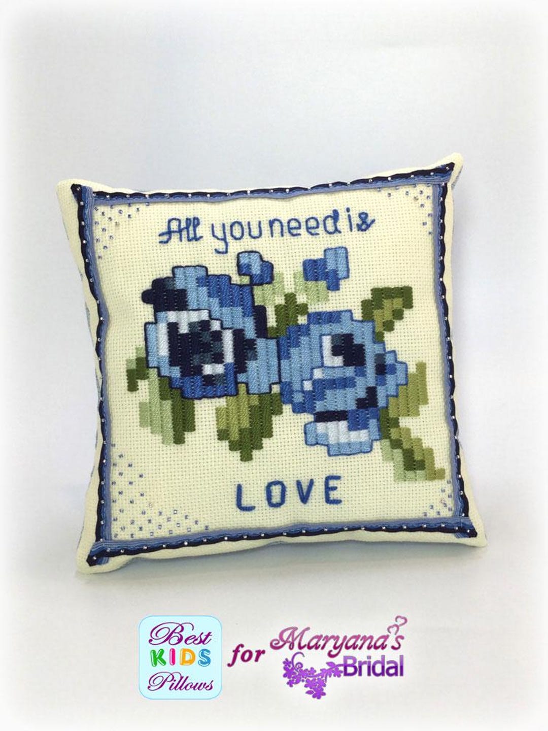 Blue Roses Love Pillow*birthday Present Pillow*blue Roses Gift Pillow ...