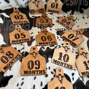 Cow Tag Baby Milestone Markers, Western Theme (SVG Digital File) - Etsy