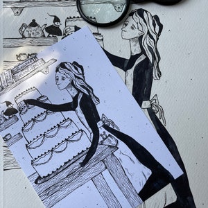 Baking With Witches Art Print, Witch Art Print, Baker Witch Art Print ...