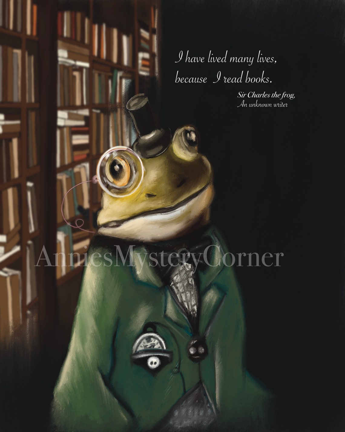 Sir Charles the Writer Frog Art Print, Book Lovers Art Print - Etsy