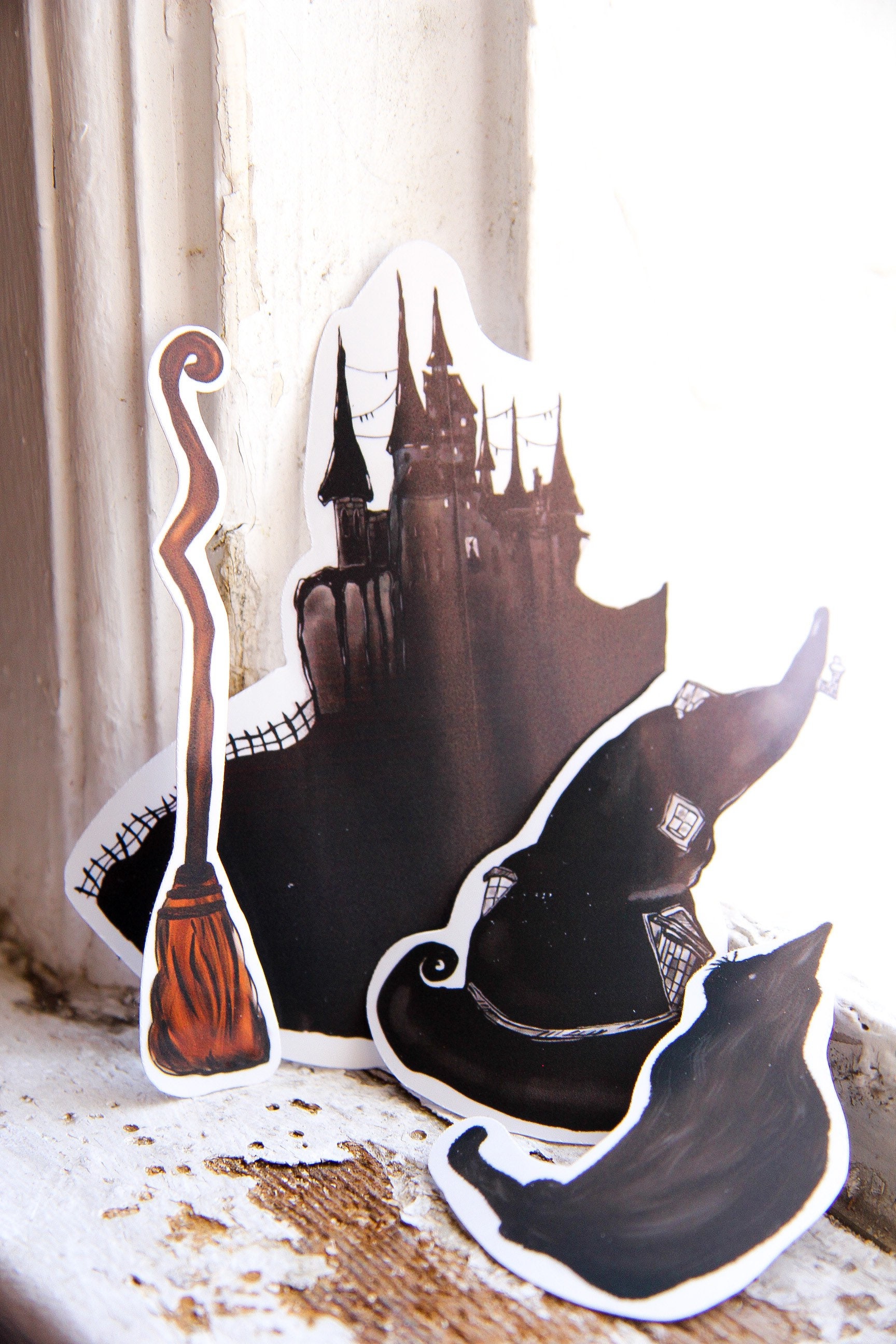 Witchy Sticker Set Witch Hat Sticker Witch Mansion Sticker - Etsy