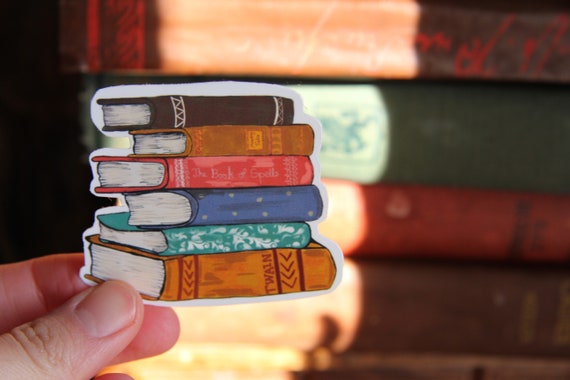 Pile of books sticker | Etsy