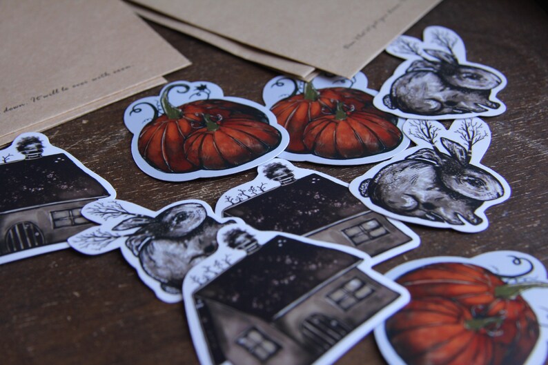 Autumn Sticker Set Fall Sticker Set Rabbit Sticker Tiny - Etsy