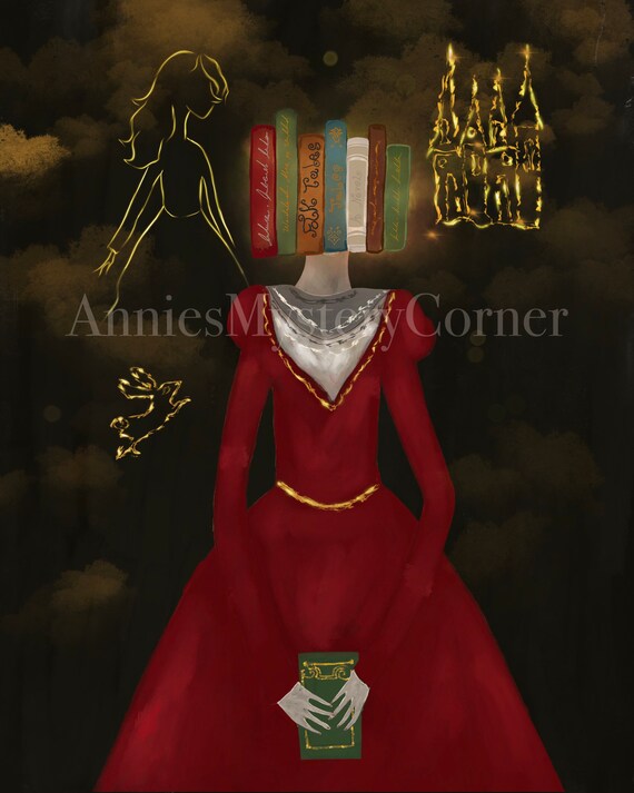 The Tale of Book-head Lady Art Print Book Lovers Art Print | Etsy