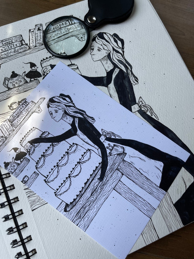 Baking With Witches Art Print Witch Art Print Baker Witch - Etsy