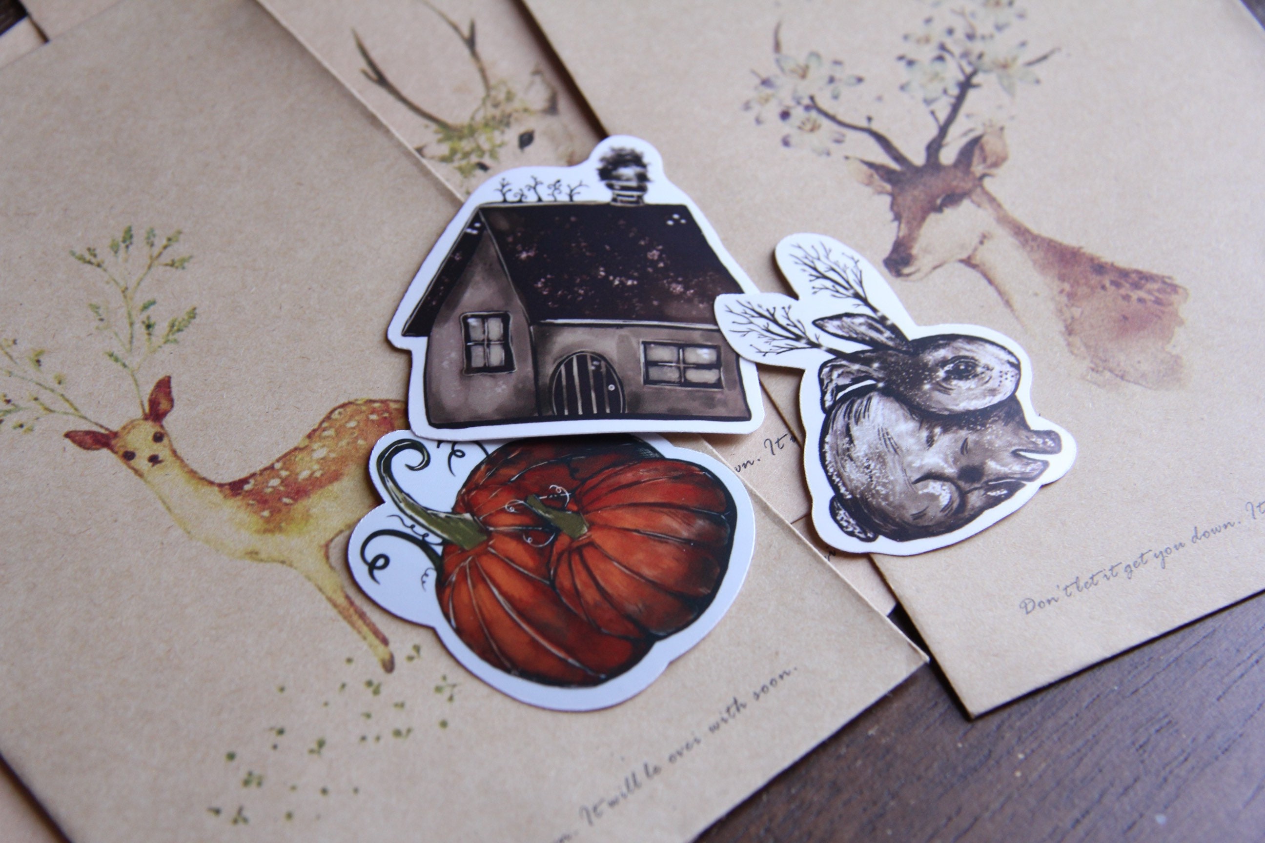 Autumn Sticker Set, Fall Sticker Set, Rabbit Sticker, Tiny Home Sticker ...