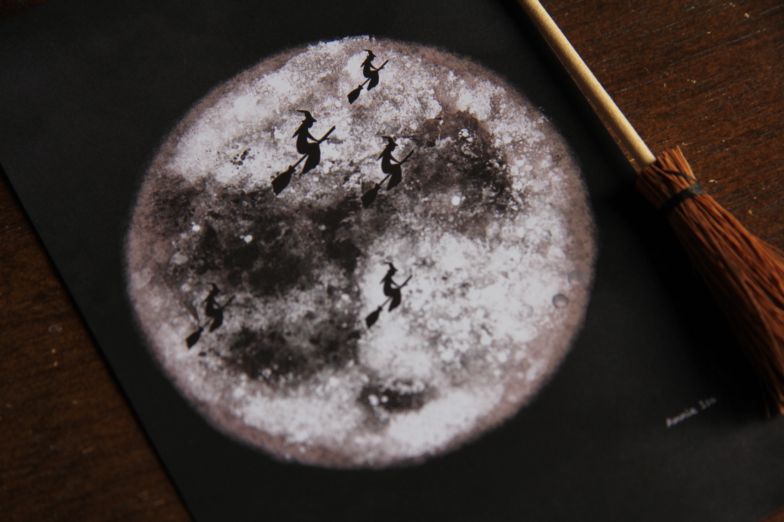 The Full Moon and the Witches Art Print, Full Moon Art, Witch Art Print ...